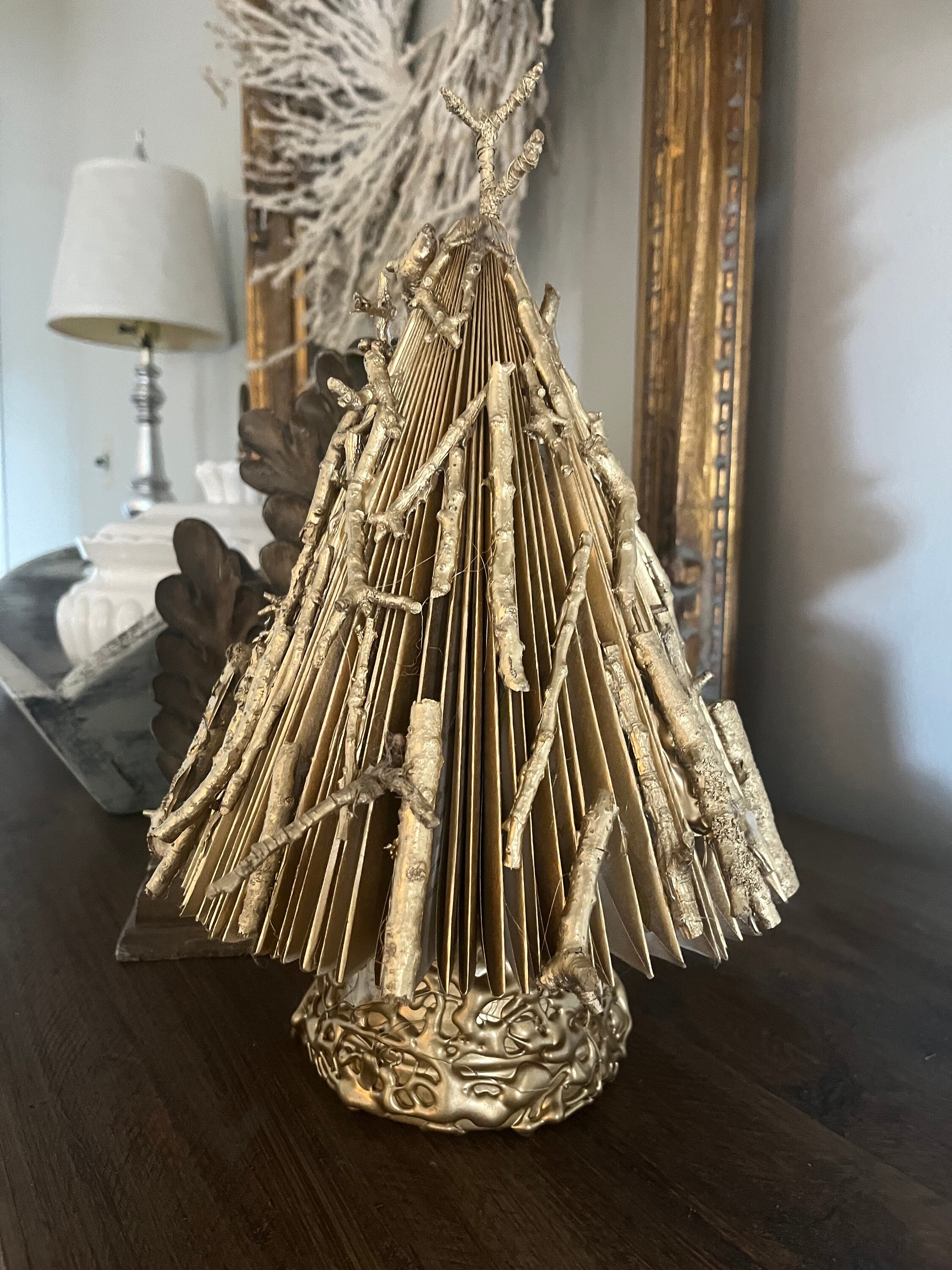 Folded Book Christmas Tree, Gold Paper Christmas Tree, Elegant, Shabby ...