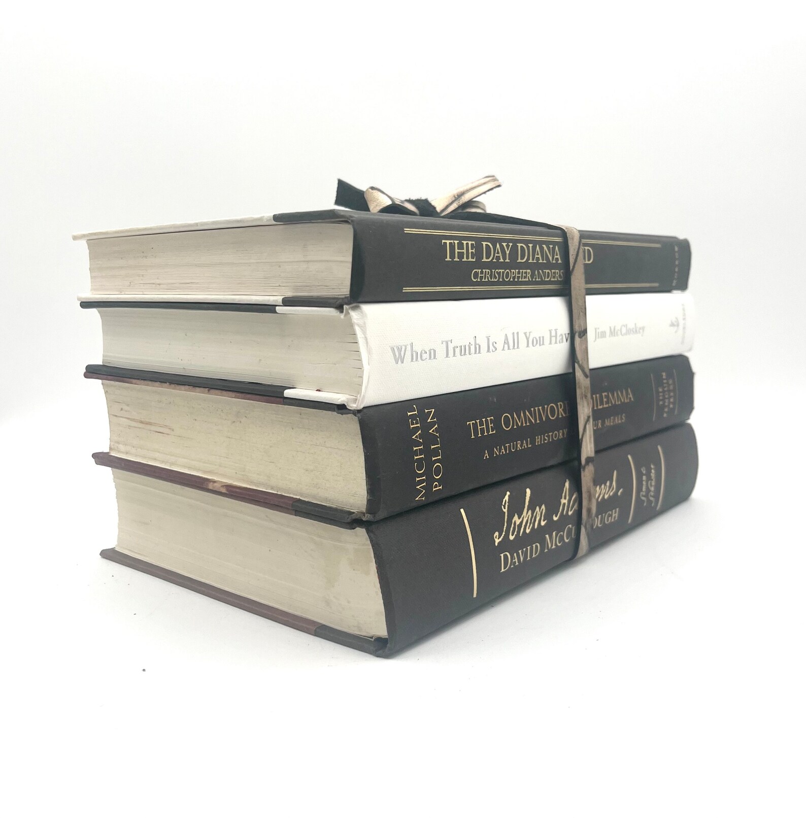 Historical Book Stack: Black, White & Gold Hardbacks With Bookmark - Etsy