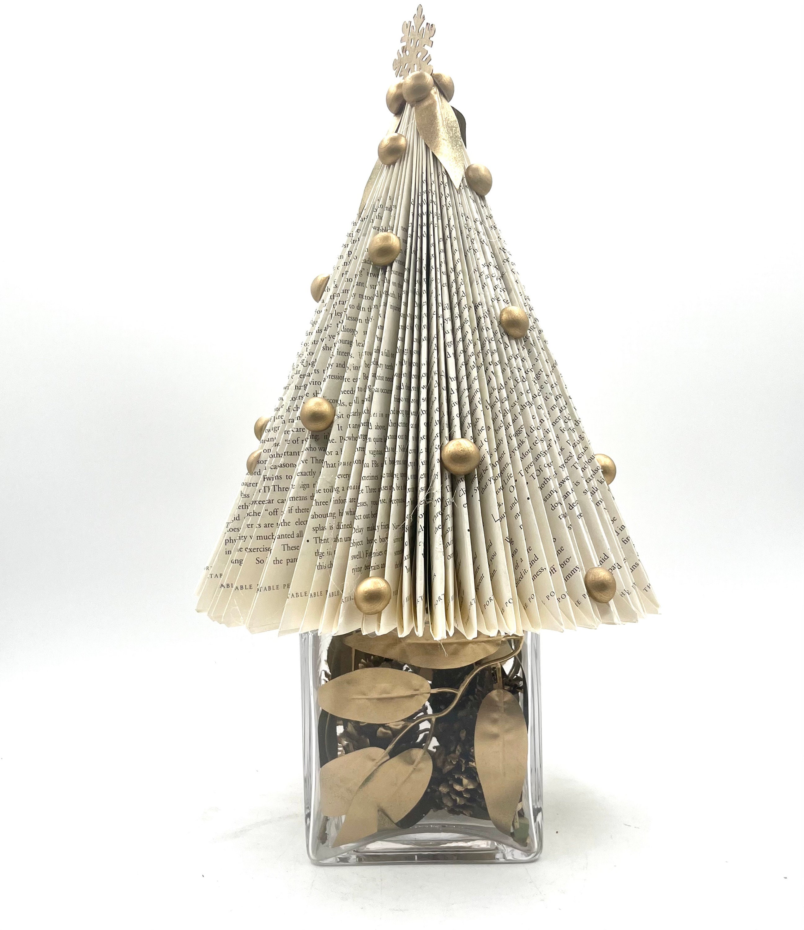 Folded Book Christmas Tree: Gold Snowflake Topper, Rustic Chic Decor - Etsy