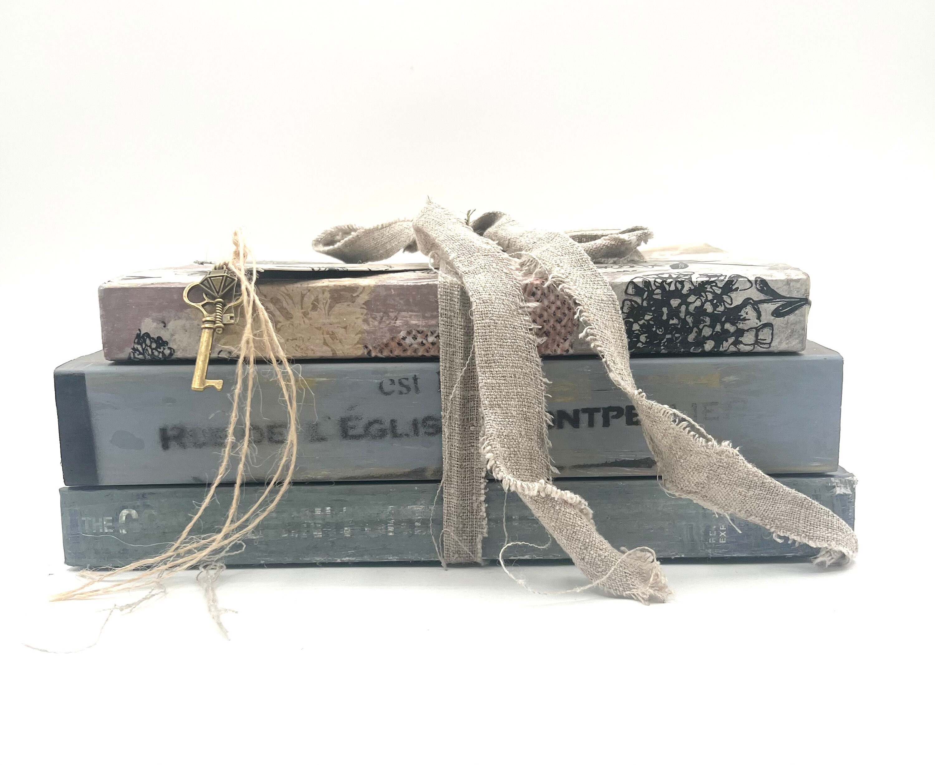 Decorative Book Stack, Book Bundle, Blue Gray, Farmhouse, Cottage ...