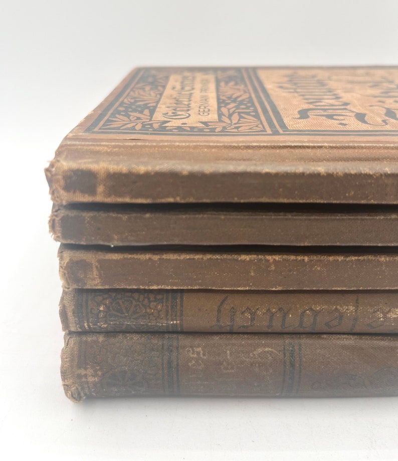Antique 1886 German School Book Set: Eclectic Series, Rustic Home Decor ...