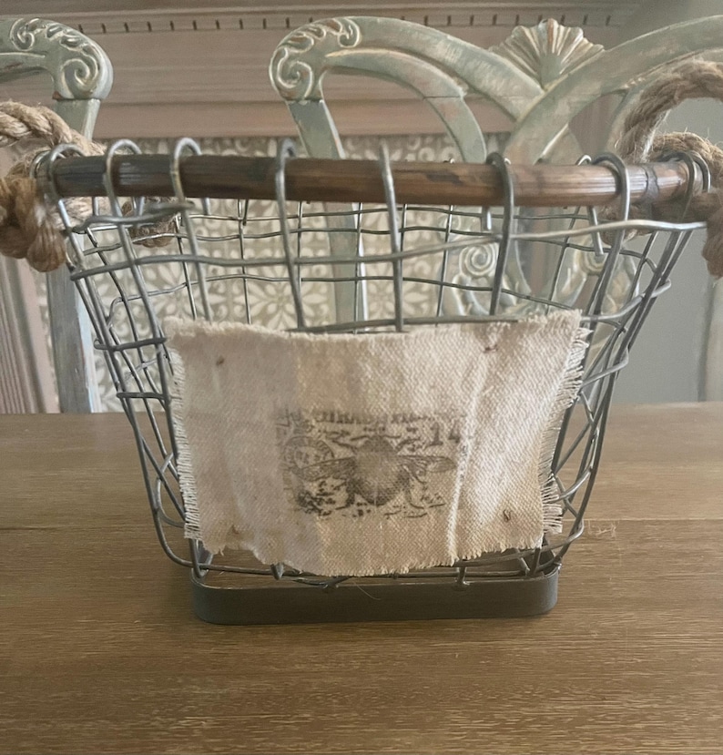Rustic Wire Basket With Rope Handles: French Country Decor - Etsy