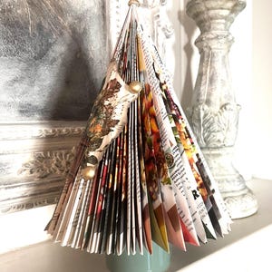 Folded Magazine Christmas Tree: Shabby Chic Tabletop Decor - Etsy