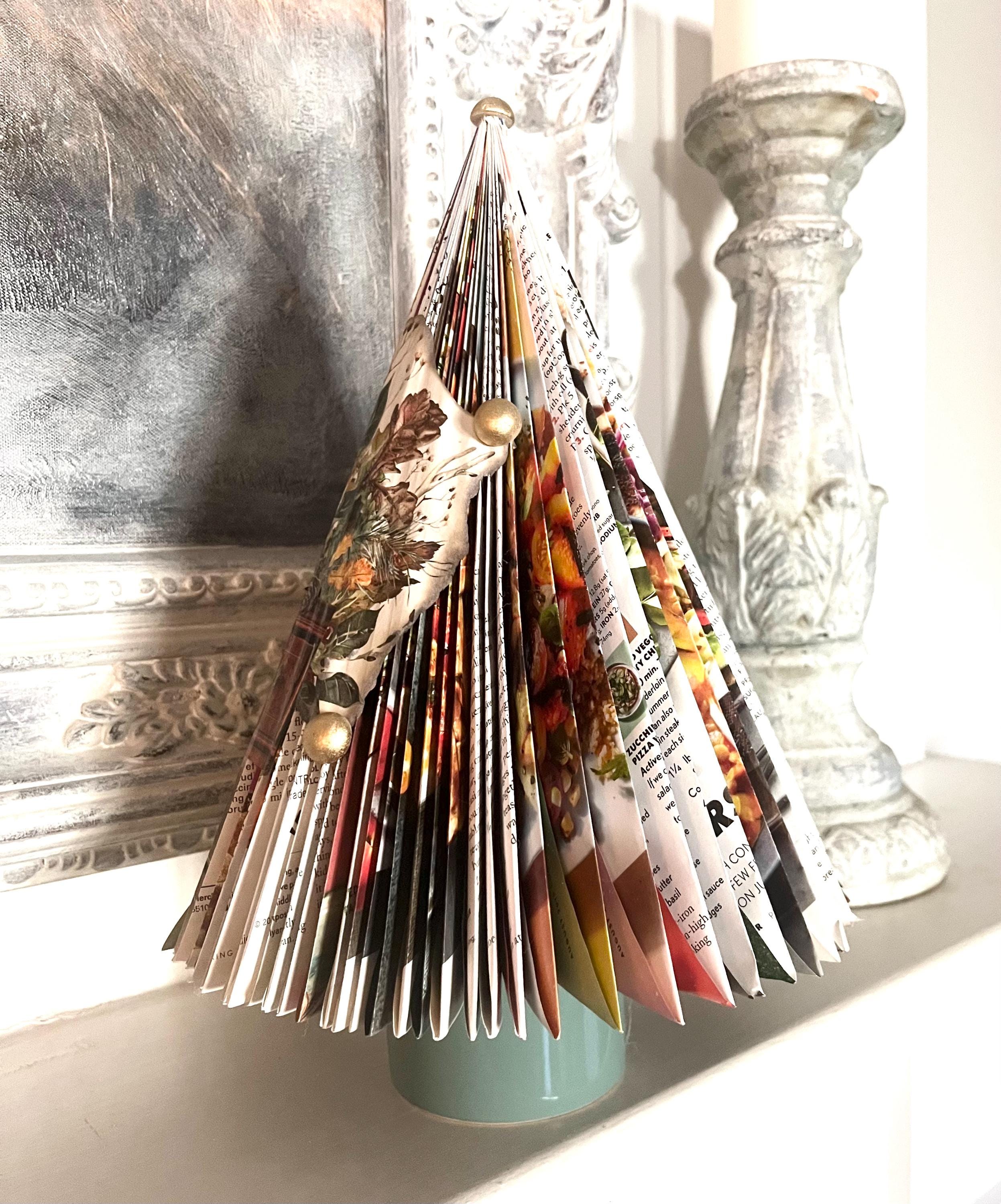 Folded Magazine Christmas Tree: Shabby Chic Tabletop Decor - Etsy
