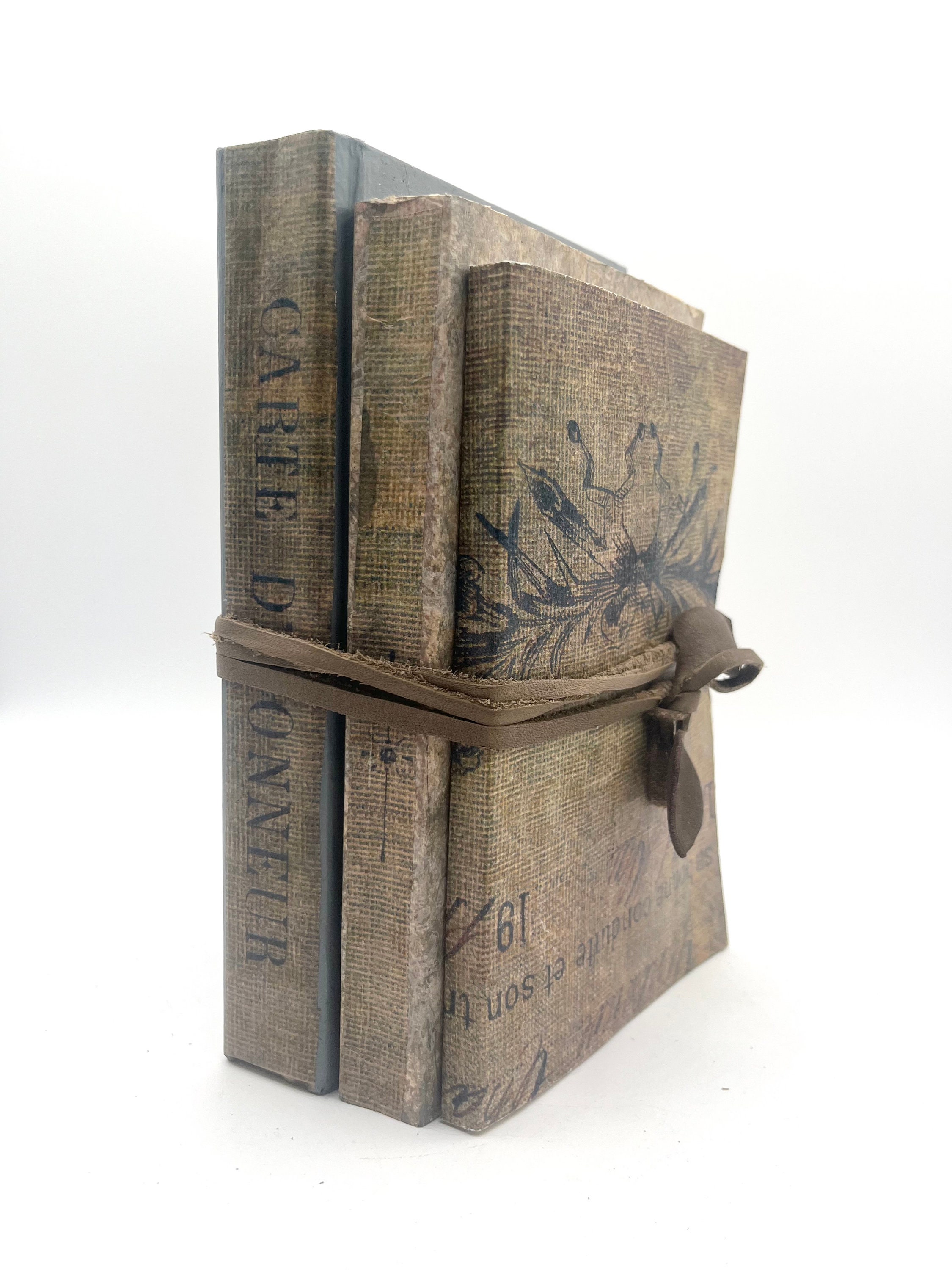 Decorative Book Stack, Book Bundle, Brown Black Gold, Distressed ...