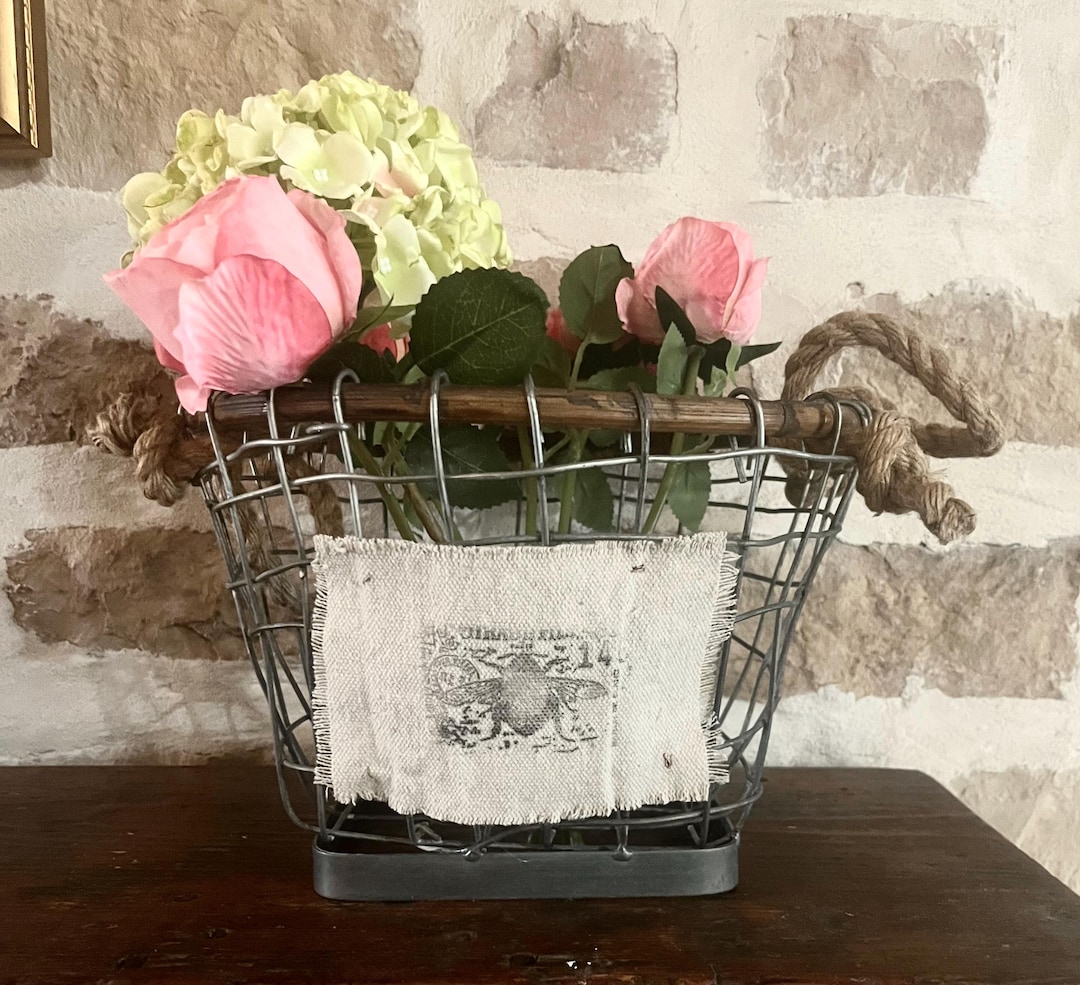 Rustic Wire Basket With Rope Handles: French Country Decor - Etsy