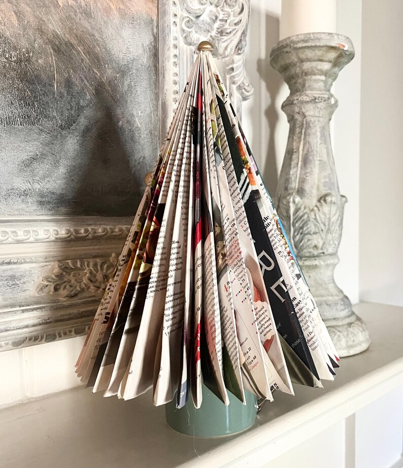 Folded Magazine Christmas Tree: Shabby Chic Tabletop Decor - Etsy