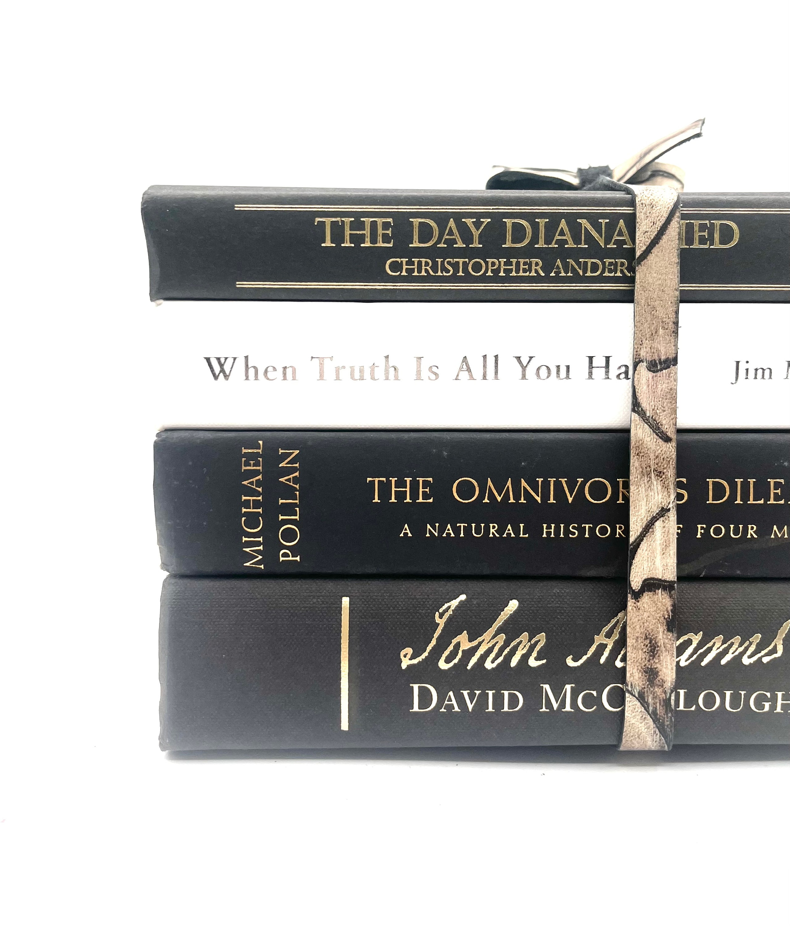 Historical Book Stack: Black, White & Gold Hardbacks With Bookmark - Etsy