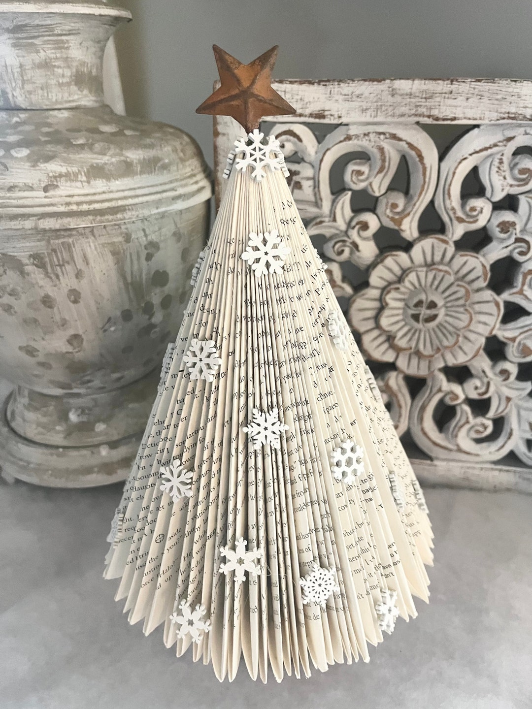 Folded Book Page Christmas Tree: Shabby Chic Rustic Holiday Decor - Etsy