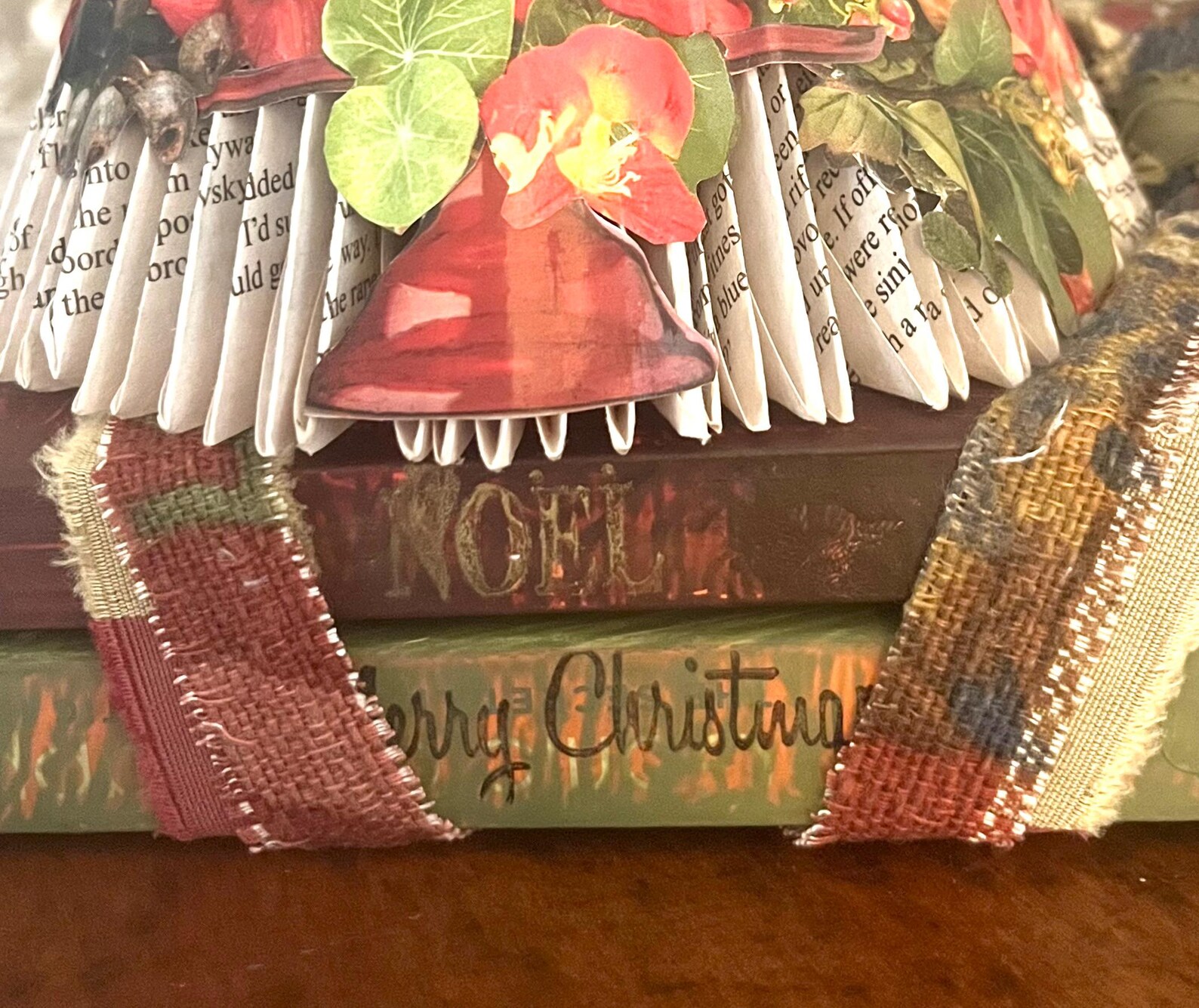 Folded Book Page Christmas Tree: Rustic Floral Centerpiece - Etsy