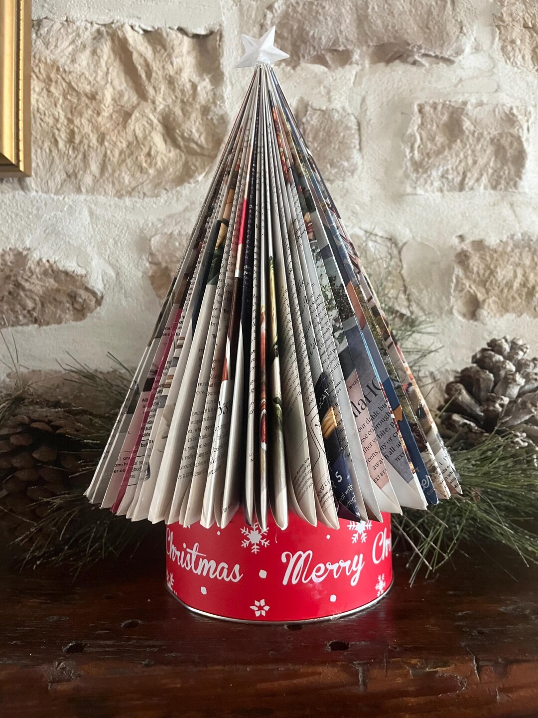 Folded Book Page Christmas Tree: Shabby Chic Farmhouse Decor - Etsy