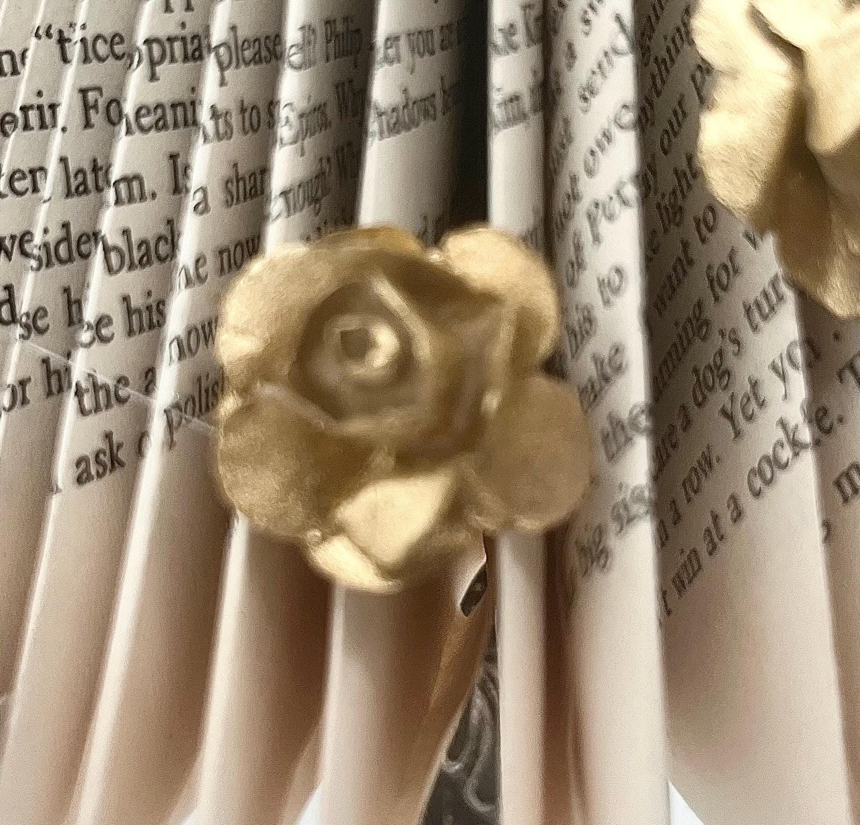 Folded Book Pages Christmas Tree: Gold Roses, Table, Shelf, Table ...