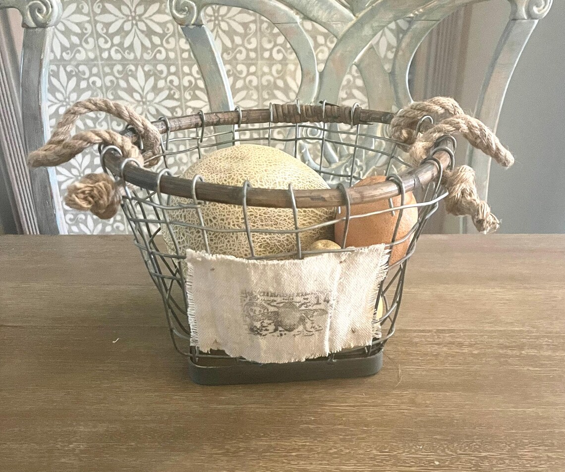 Rustic Wire Basket With Rope Handles: French Country Decor - Etsy