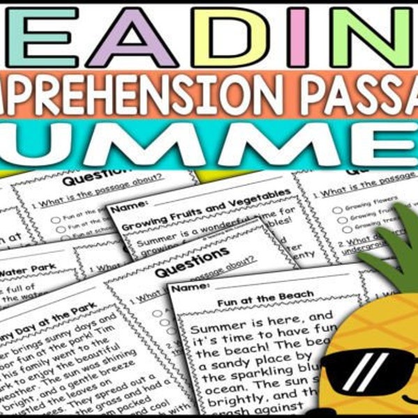 Summer Reading Comprehension Passages - Etsy