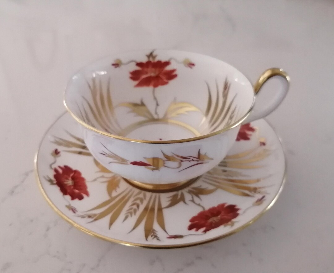RARE Royal Chelsea Fine Bone China Teacup & Saucer Set, Art Deco Hand ...