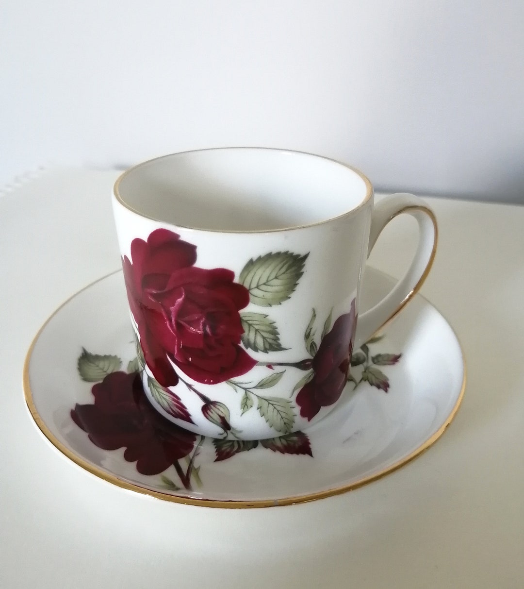 Sutherland Fine Bone China Stanffordshire England Red Rose Floral ...