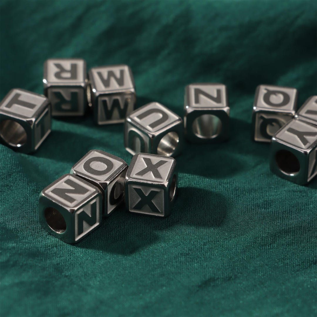 Gold Filled Cube Alphabet Beads | Letter Spacer Beads | Initial Square ...
