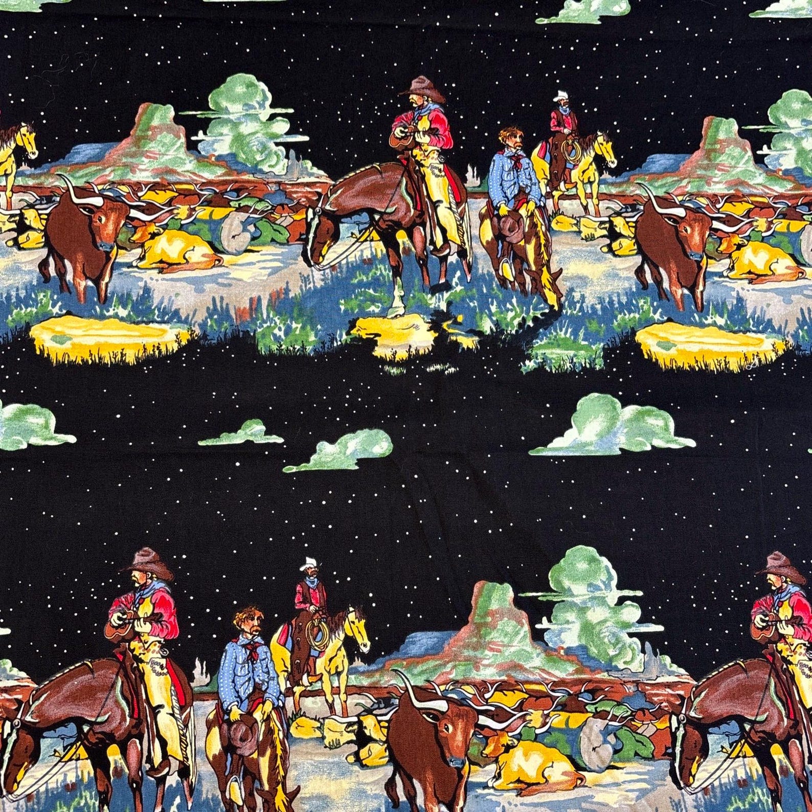 Vintage Alexander Henry Cowboy Western Horse Fabric Rare 1 Yard 8 - Etsy