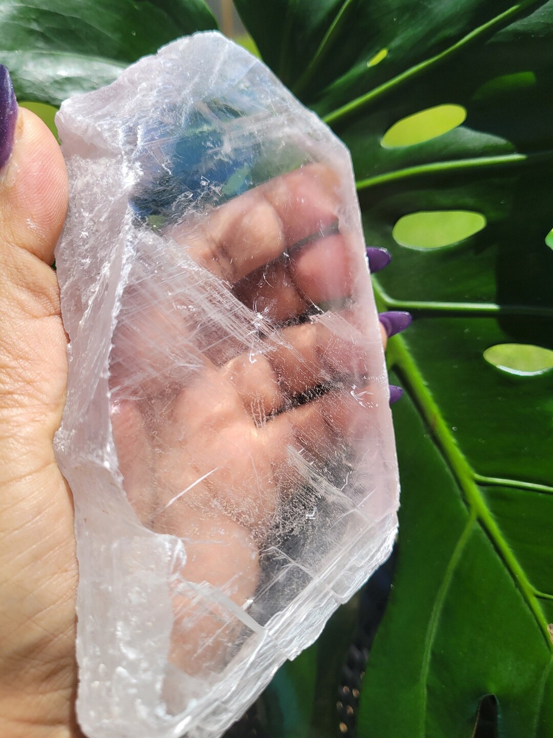 RARE & Stunning PINK Selenite Crystal Slab Pink and Clear Cleansing ...