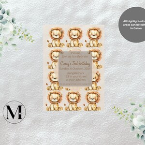 Cute Lion Birthday Invitation Neutral 3rd Birthday Invitation ...