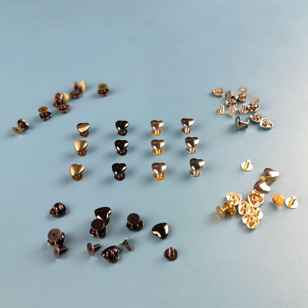 Heart Screw on Rivets Set of Rivets for Leather Tags Label Fasteners ...