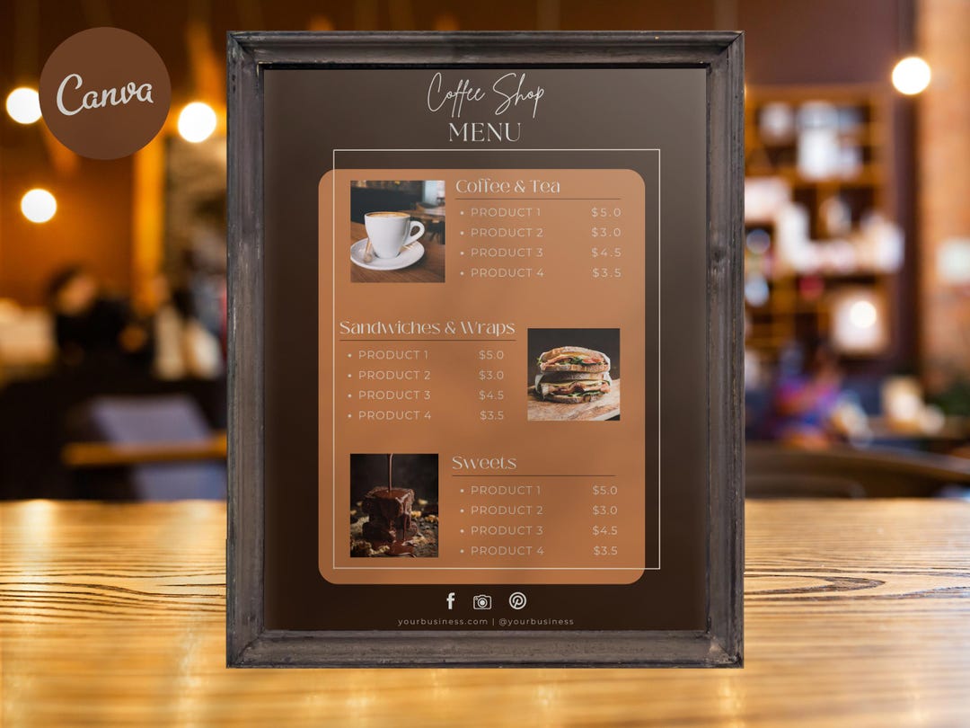 Fully Editable Coffee Shop Menu Sign Printable Pricing List Sign for a ...