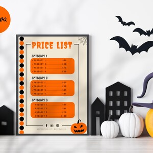 Price List Template Editable Social Media Price List for Halloween ...