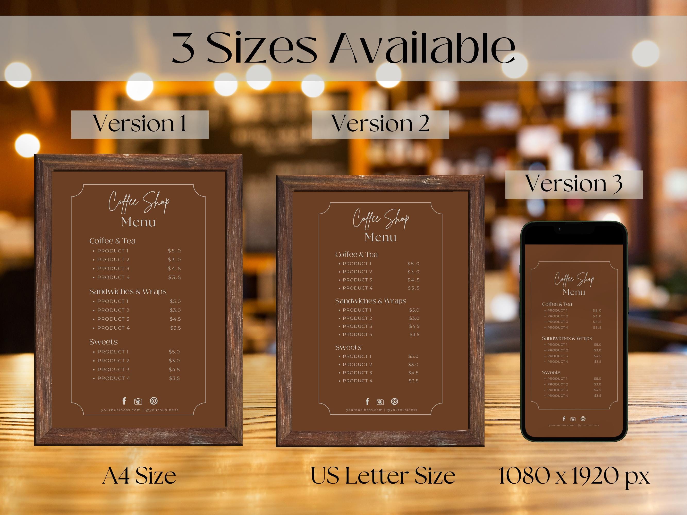 Editable Menu Sign for a Coffee Shop Pricing Template for Entrepreneur ...