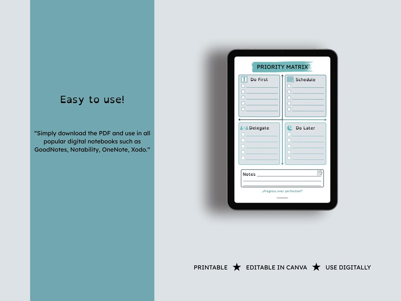 Priority Matrix Template, Printable Eisenhower Matrix & Productivity ...