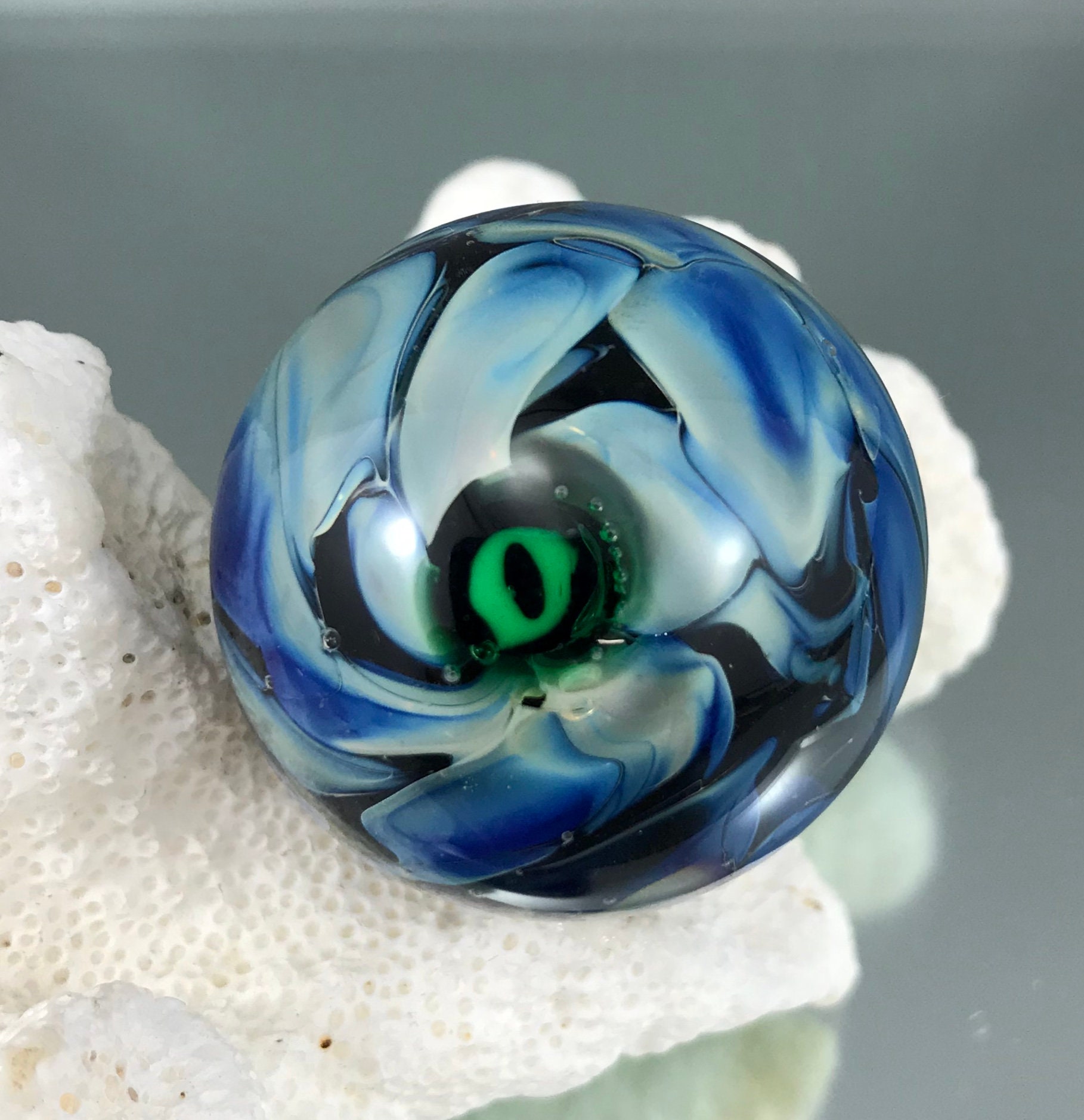 dragon eye marble lampwork marble green eyed monster dragon | Etsy