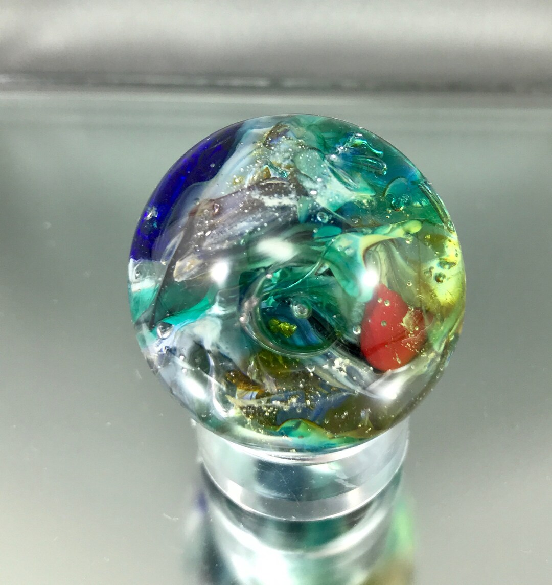 Reef Marble, Art Glass Marble, Oceanic Marble, Signed Art Glass, Marble ...