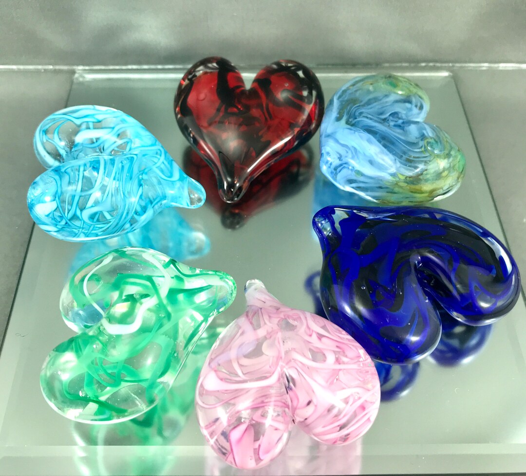 Lampwork Glass Heart Paperweight: Asymmetrical Home Decor Ornament - Etsy