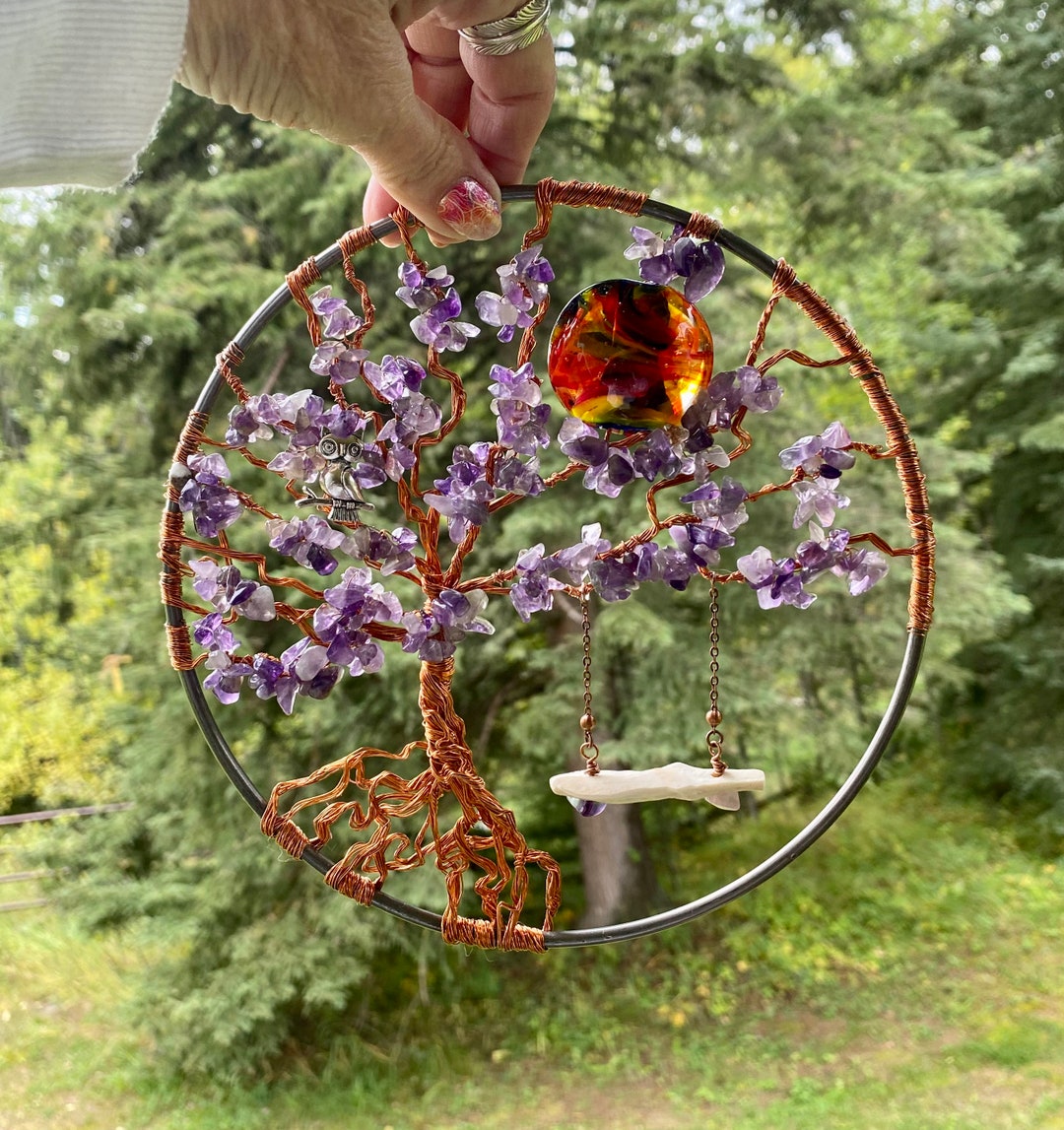 Blood Moon Tree of Life Amethyst Gemstones 7 Ring Wire - Etsy