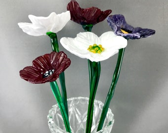 Glass Flowers Long Stem - Etsy