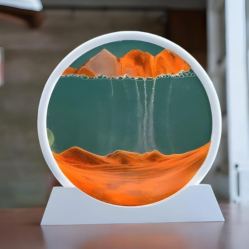 3D Moving Sand Art Round Glass, Deep Sea Sandscape Hourglass, Quicksand ...
