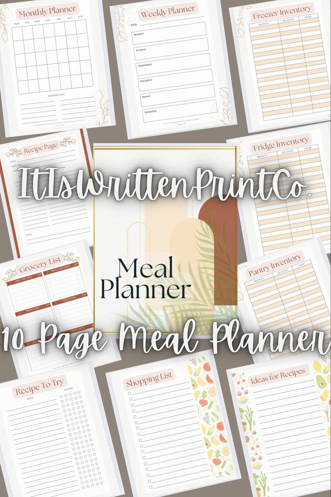 Printable, Editable Meal Planner, Monthly and Weekly Planner, Fridge ...