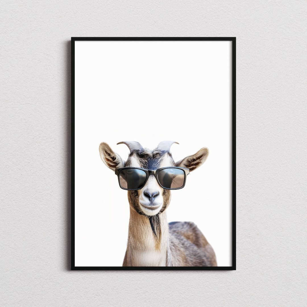 Goat in Sunglasses Print, Goat Print, Goat Poster, Funny Goat Print ...