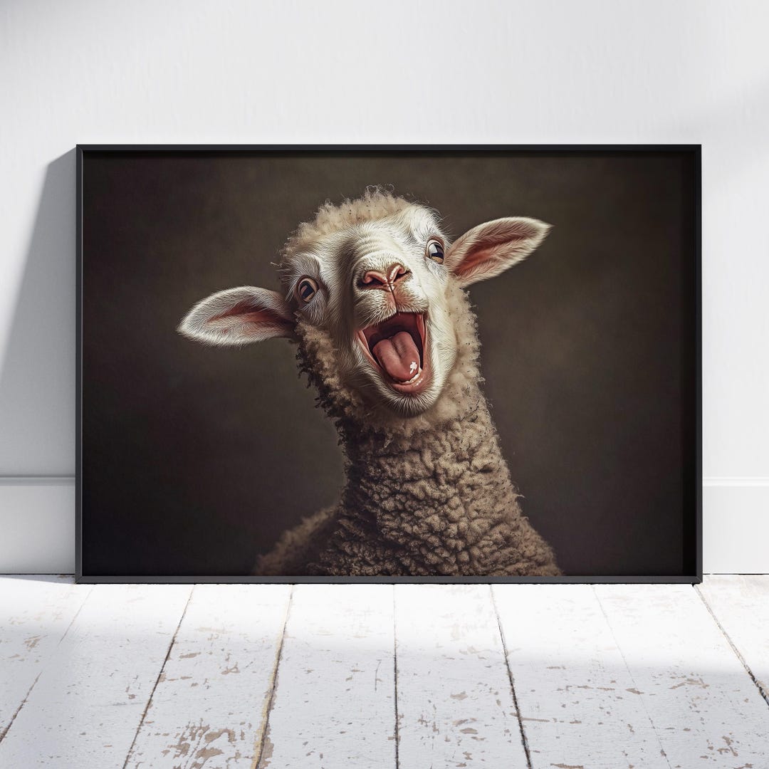 Laughing Sheep Print, Cute Animal Art, Sheep Print, Sheep Art, Funny ...