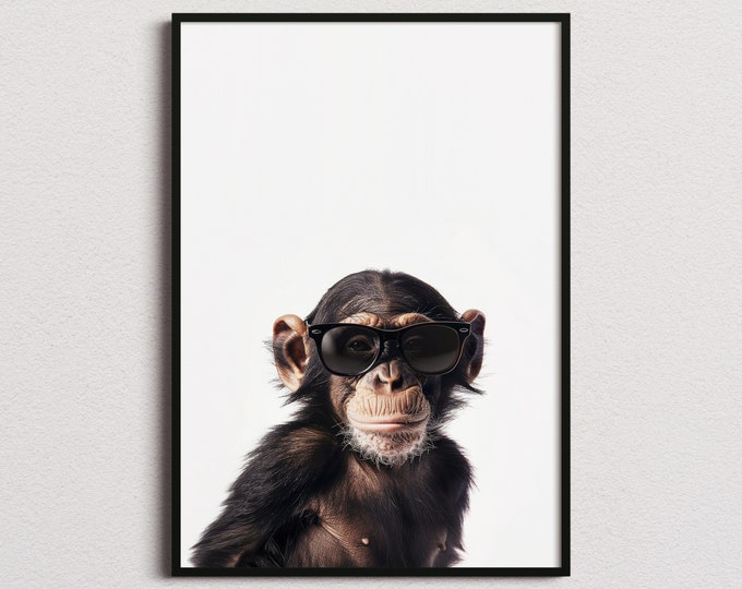 Funny Monkey Poster Wall Art ,laughing Monkey Art Poster, Funny Monkey ...
