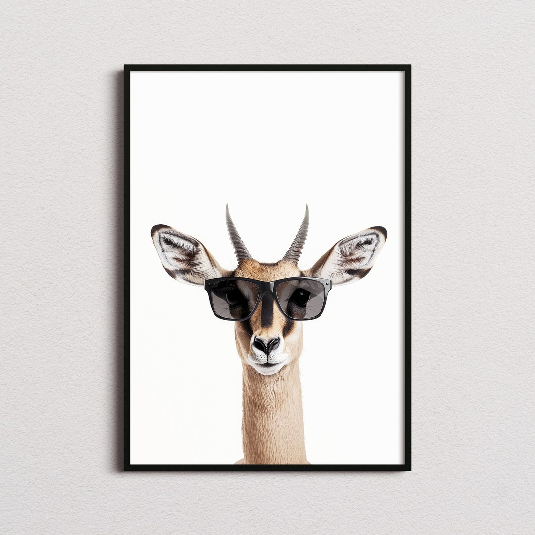 Gazelle in Sunglasses Print, Gazelle Print, Gazelle Poster, Funny ...
