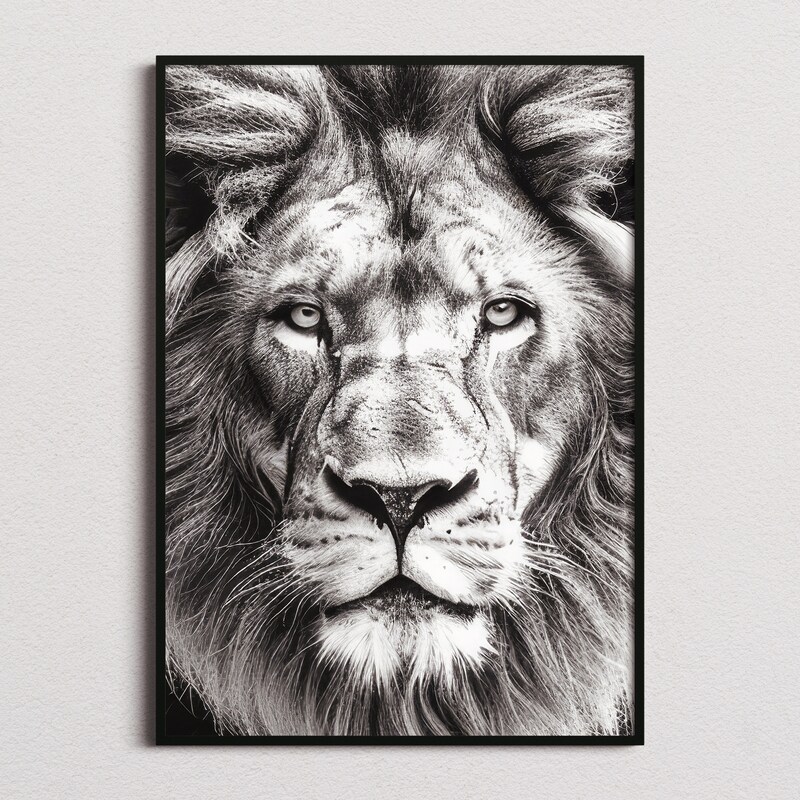 Black and White Lion Art - Etsy