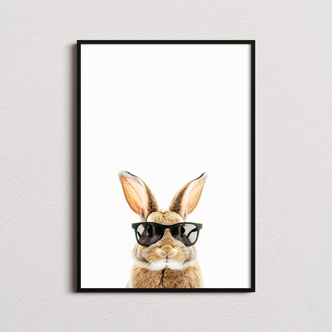 Rabbit in Sunglasses Print, Rabbit Print, Rabbit Poster, Funny Rabbit ...