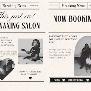 Newspaper Template for Beauty Professionals, Waxer, Lash Tech, MUA - Etsy