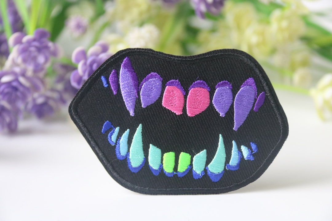 Vampire Teeth Patch, Evil Patch, Iron on Patch, Embroidered Patch ...