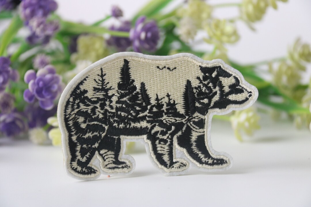 Wild Bear Patch, Mountain Patch, Iron on Patch, Embroidered Patch, Funny Patch, Cool Patch, for ...