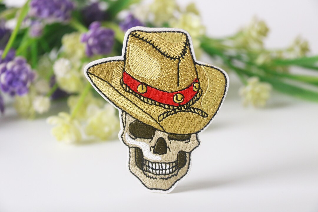 Skull Cowboy Patch, Hat Patch, Iron on Patch, Embroidered Patch, Funny Patch, Cool Patch, for ...