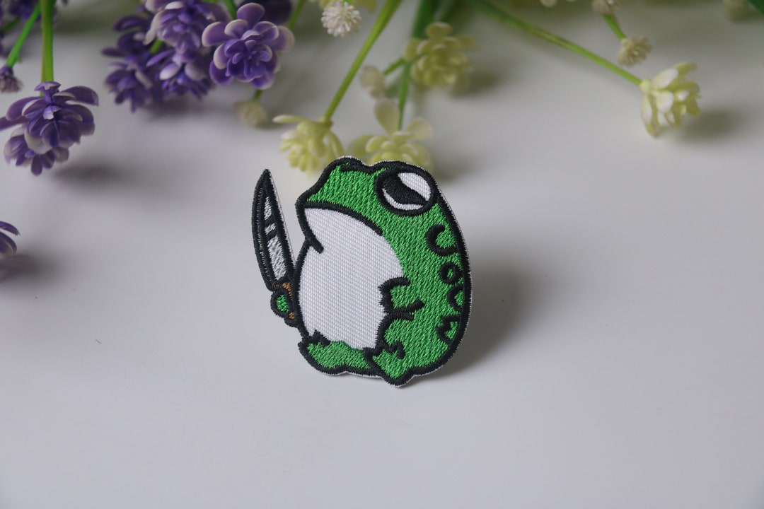 Frog With Dagger Patch, Frog Killer Patch, Iron on Patch, Embroidered ...