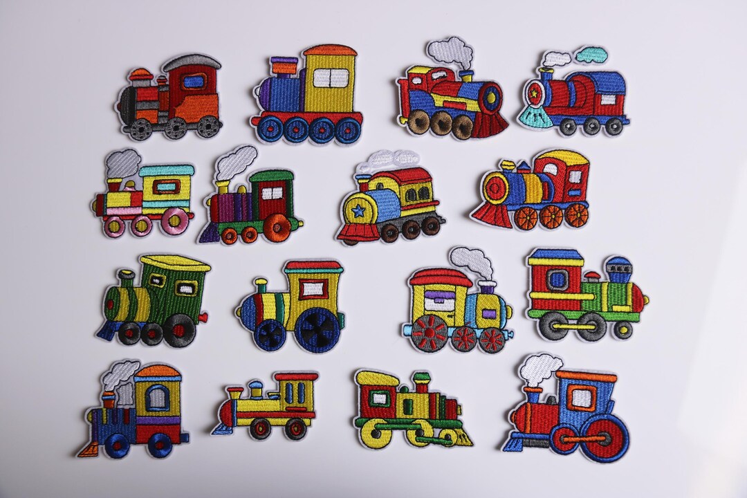 A Set of 16 Locomotives Patch, Train Patch, Train Engine Patch, Iron on ...