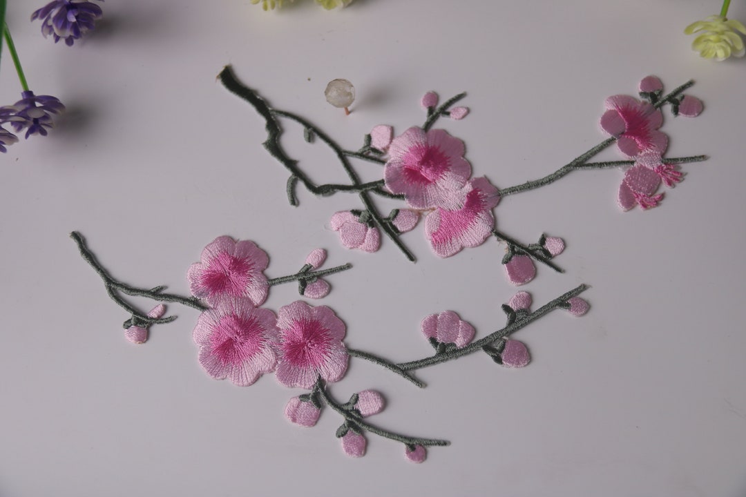 A Set of 2 Pink Gorgeous Cherry Blossom Patch, Flowers Patch, Iron on ...