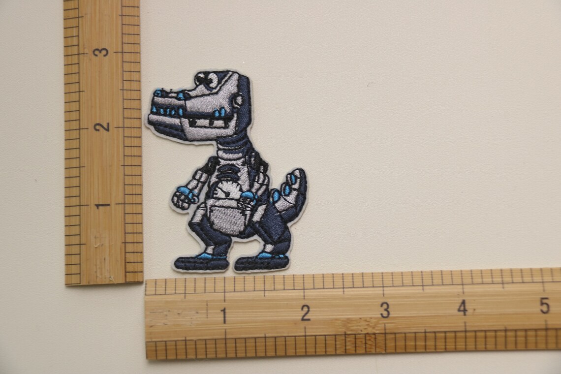 Mechanical Dinosaur Patch, T-rex Patch, Iron on Patch, Embroidered ...